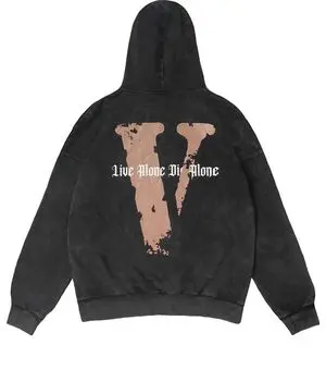 VLONE Distressed Graphic Hoodie - Black/brown