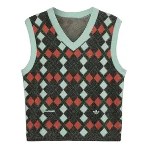 Adidas X Wales Bonner Argyle Knit Vest - Dark Green/red