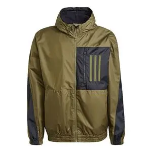 Adidas Training Sports Running Woven Hooded Jacket Olive - Default Color