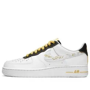 Nike Force 1 '07 Lv8 'gold Links Zebra Print' Sneakers - White/gold/black