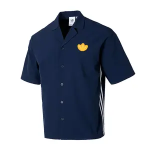 Adidas Originals Graphic Shirt Asia Sizing 'navy Yellow - Navy/yellow