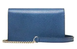 Gucci Double G Leather Woc Chain Shoulder Bag - Blue
