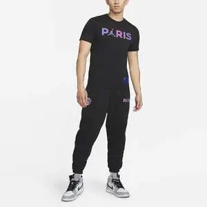 JORDAN Paris Saint-germain Casual Sports Round Neck Short Sleeve - Black