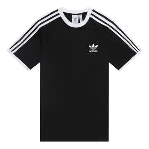 Adidas Adidas Originals 3-stripes Tee Casual Loose Round Neck Logo Stripe Short Sleeve Black Black