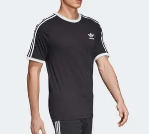 Adidas Originals 3-stripes Tee Casual Loose Round Neck Logo Stripe Short Sleeve - Black