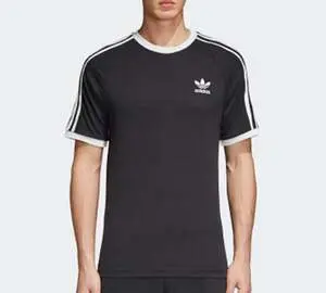 Adidas Originals 3-stripes Tee Casual Loose Round Neck Logo Stripe Short Sleeve - Black