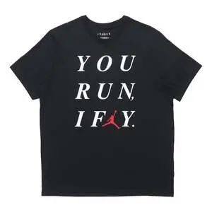 JORDAN I Fly Slogan Printing Casual Sports Short Sleeve - Black