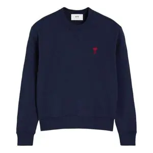 AMI Paris Small Heart Logo Cotton Sweatshirt - Navy
