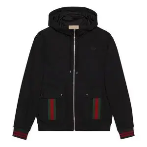 Gucci Cotton Jersey Hooded Jacket With Web Detail