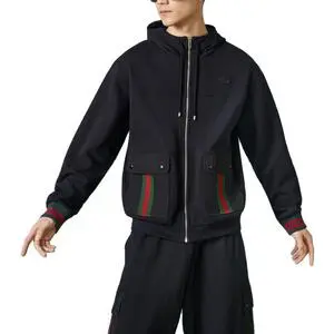 Gucci Cotton Jersey Hooded Jacket With Web Detail