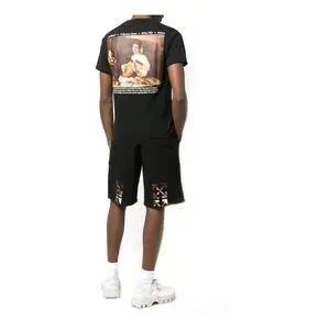 Off-White Ss22 Caravaggio Alphabet Printing Round Neck Pullover Short Sleeve Ordinary Version Black