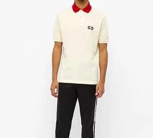 Gucci Contrast Collar Logo Printed Polo Shirt For