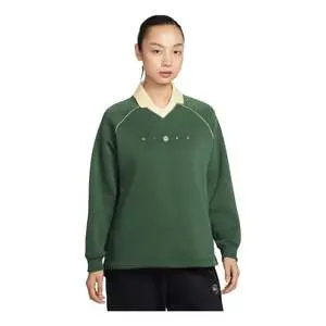 Nike Phoenix Fleece Oversized Graphic Polo Top - Fir/alabaster