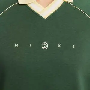 Nike Phoenix Fleece Oversized Graphic Polo Top - Fir/alabaster