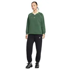 Nike Phoenix Fleece Oversized Graphic Polo Top - Fir/alabaster