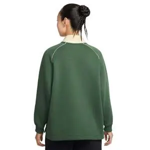 Nike Phoenix Fleece Oversized Graphic Polo Top - Fir/alabaster