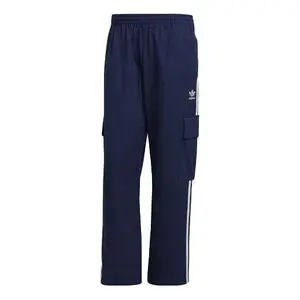 Adidas Originals Logo Stripe Elastic Waistband Sports Cargo Autumn Blue Pants - Default Color
