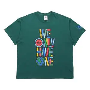 Adidas Originals Artist Tee Ss Earth Printing Sports Round Neck Short Sleeve Forest - Green