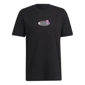 Adidas Originals Minimalistic Alphabet Logo Printing Round Neck Short Sleeve Black T-shirt - Default Color
