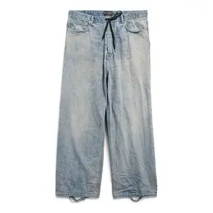 Balenciaga Oversized Baggy Distressed Jeans - Light Blue