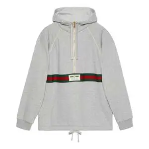 Gucci Cotton Half Zip Hoodie - Grey
