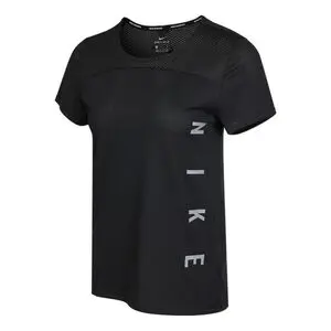 Nike Dri-fit Reflective Logo Printing Quick Dry Breathable Sports Short Sleeve T-shirt - Black