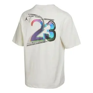 JORDAN Solid Color Flying Logo Round Neck Short Sleeve White - Default Color