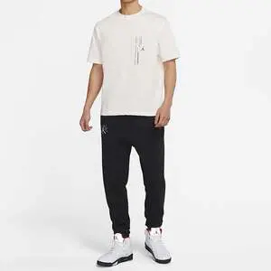 JORDAN Solid Color Flying Logo Round Neck Short Sleeve White