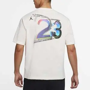 JORDAN Solid Color Flying Logo Round Neck Short Sleeve White