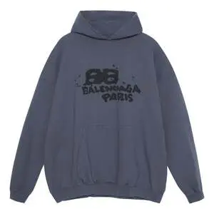Balenciaga Hand-drawn Bb Icon Hoodie - Blue
