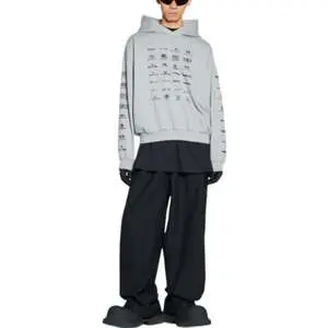 Balenciaga Archives Logos Hoodie - Light Grey