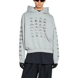 Balenciaga Archives Logos Hoodie - Light Grey