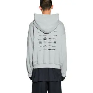 Balenciaga Archives Logos Hoodie - Light Grey