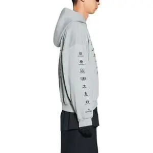 Balenciaga Archives Logos Hoodie - Light Grey