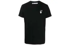 Off-White Short Sleeve Cotton T-shirt With Arrow Logo - Black