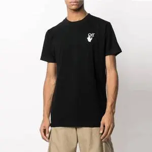 Off-White Short Sleeve Cotton T-shirt With Arrow Logo - Black