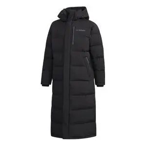 Adidas Xplr Dwn Bench Stay Warm Solid Color Mid-length Hooded Down Jacket - Black