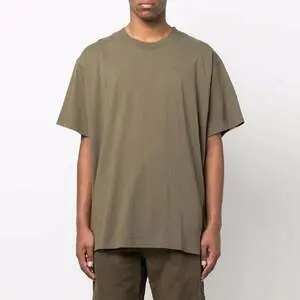 Off-White Diag Tab Solid Color Round Neck Short Sleeve Olive Green - Default Color