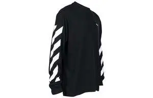 Off-White Ss22 Diag Alphabet Stripe Pattern Pullover Long Sleeves Loose Fit Black T-shirt
