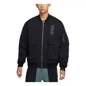 JORDAN Air Zion Flight Alphabet Embroidered Aviator Jacket - Black