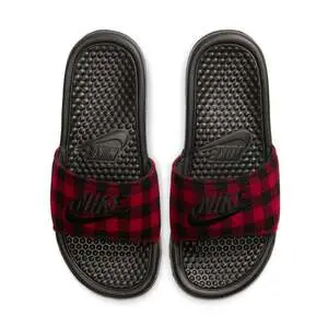 Nike Benassi Jdi Se Plaid Slippers - Red/black