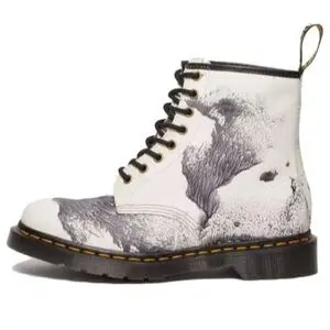 Dr. Martens 1460 X Tate Decalcomania Leather Lace Up Boots - White/black
