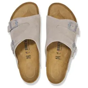 BIRKENSTOCK Zurich Suede Leather Narrow Fit Sandals - Grey