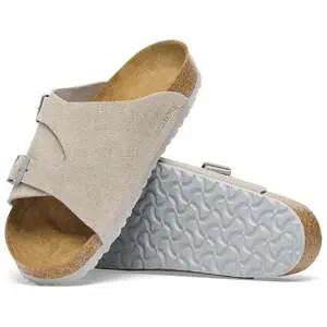 BIRKENSTOCK Zurich Suede Leather Narrow Fit Sandals - Grey
