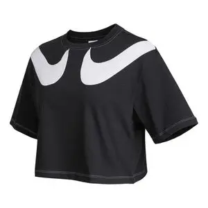 Nike Swoosh Graphic Crop T-shirt - Black