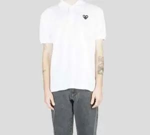 Play Comme Des Garcon Polo Black Emblem - White