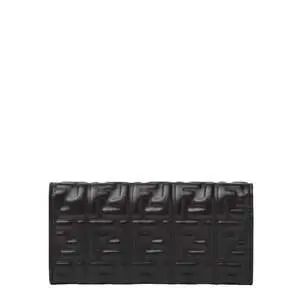 Fendi Baguette Continental With Chain - Black