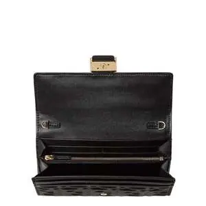 Fendi Baguette Continental With Chain - Black