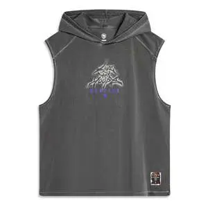 LI-NING Badfive Graphic Sleeveless Hoodie - Washed Grey
