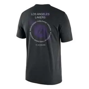 Nike X Nba Crossover Los Angeles Lakers Courtside Pattern Printing Round Neck Short Sleeve Black - Multi-color